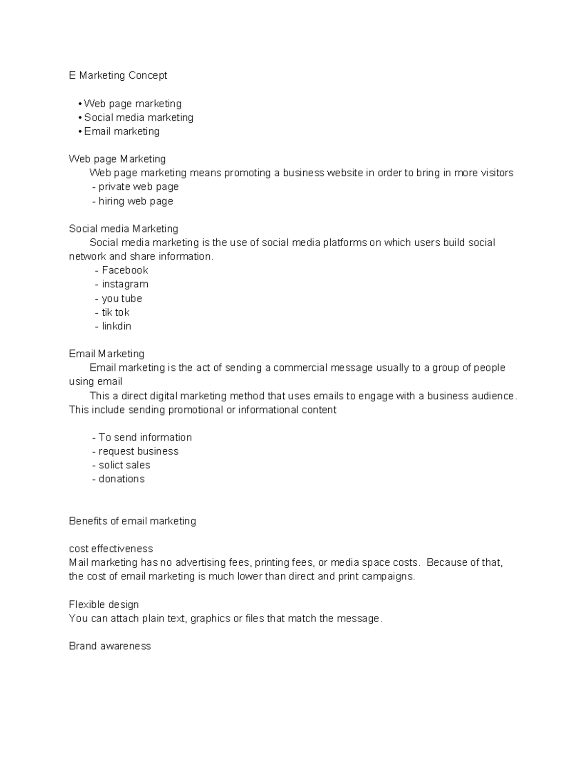 E Marketing Concept - Assaignment - E Marketing Concept - Web page marketing - Social media ...