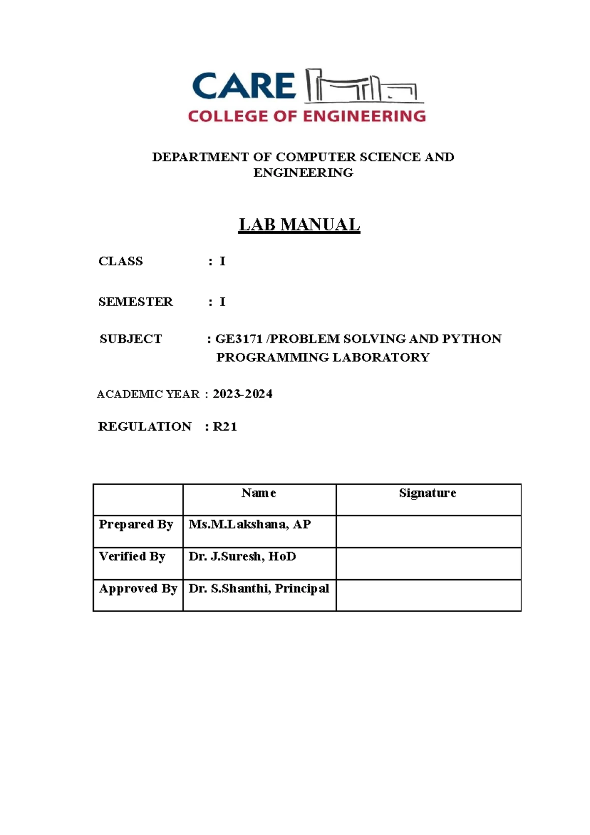 1901005-Problem Solving and Python Programming - SRM VALLIAMMAI ...