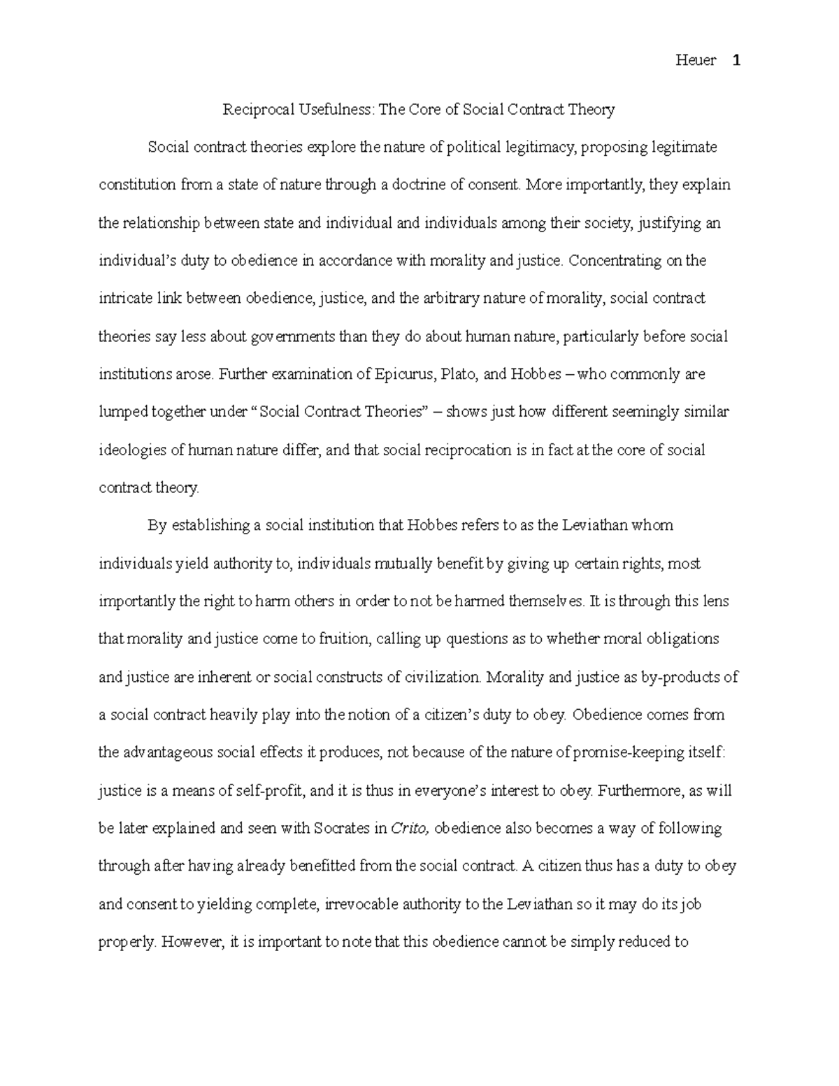 Philosophy Paper 2 final - Reciprocal Usefulness: The Core of Social ...