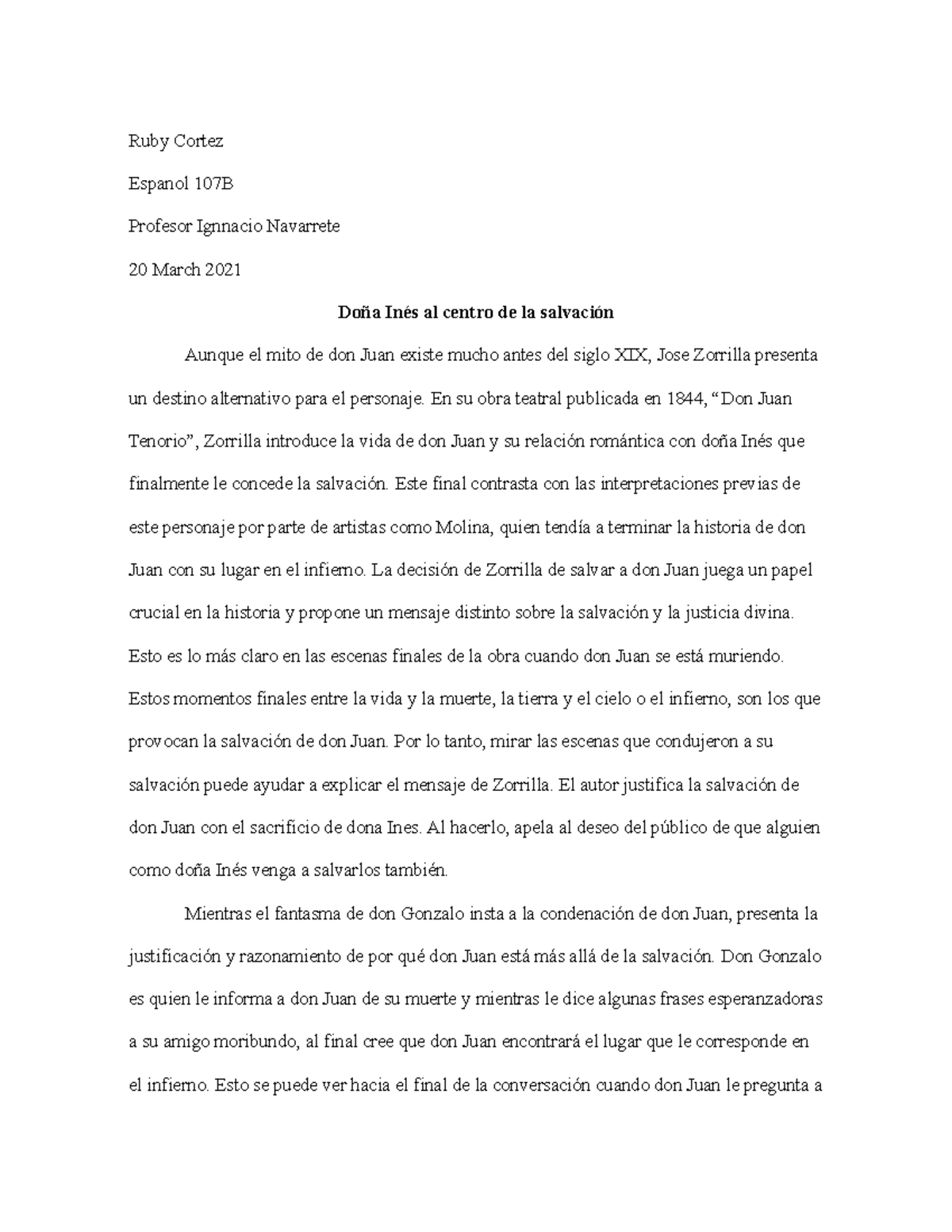 Don juan tenorio - Ruby Cortez Espanol 107B Profesor Ignnacio Navarrete ...