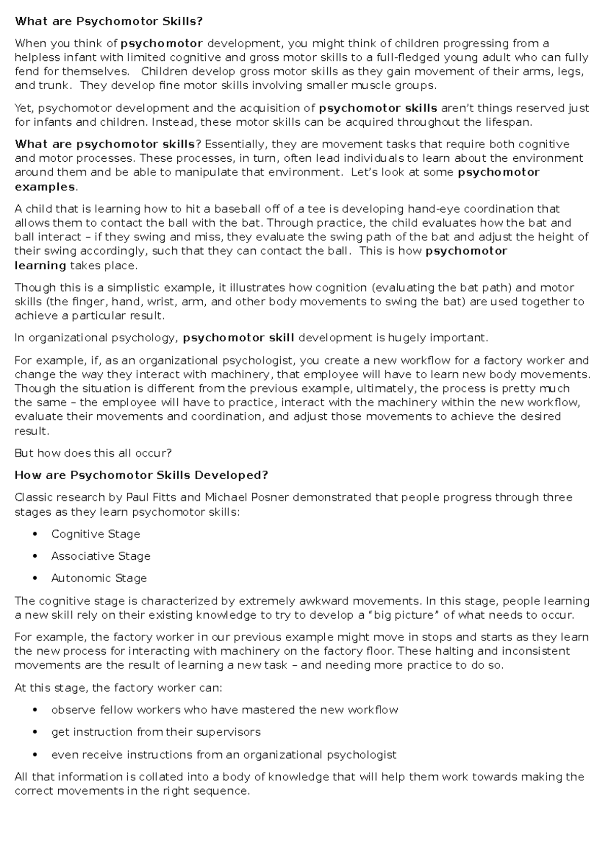 Notes on Psychomotor Development - What are Psychomotor Skills? When ...