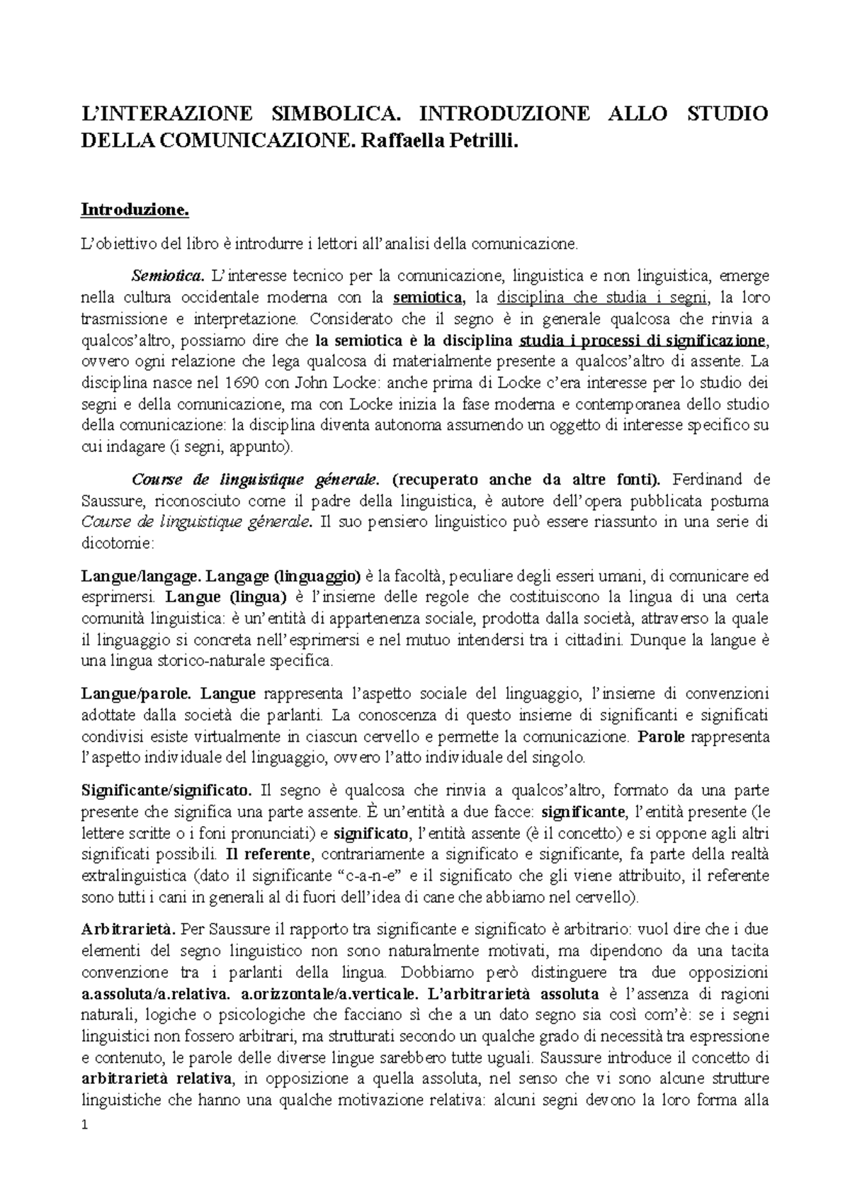 Petrilli, L'interazione simbolica. Introduzione allo studio della ...