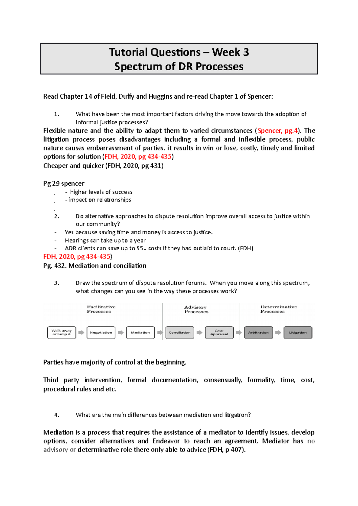 Tut 3 - work - Tutorial Questions – Week 3 Spectrum of DR Processes Read Chapter 14 of Field ...