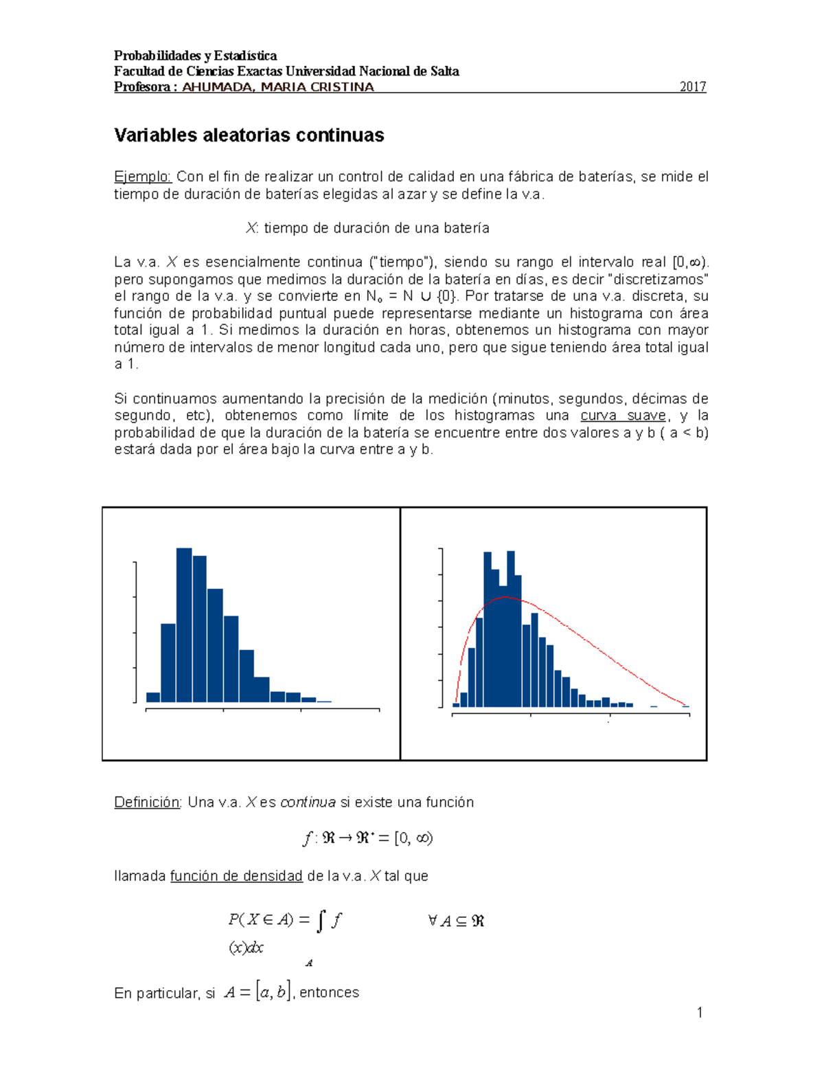 Variables aleatorias continuas conceptos fundamentales - Probabilidades ...