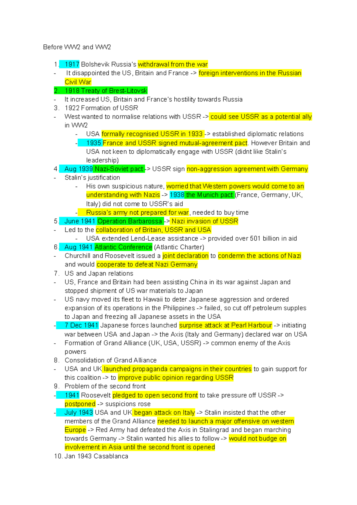 Cold War Notes - cold war - Before WW2 and WW 1. 1917 Bolshevik Russia ...