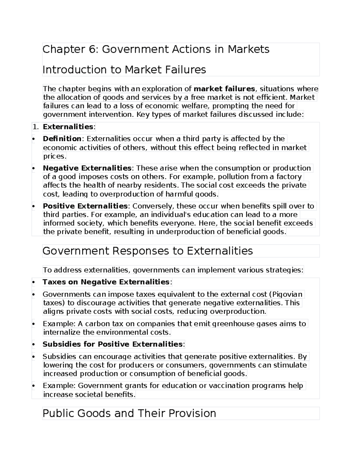 Chapter 6 Notes ECO Hafsa - Chapter 6: Government Actions in Markets ...