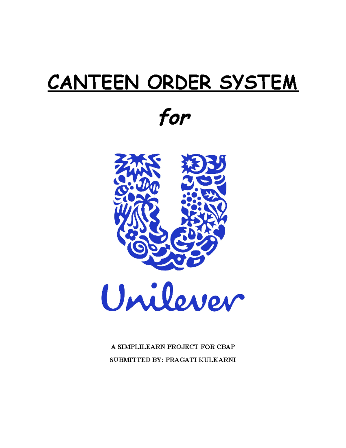 Canteen ordering system for unilever Pragati - CANTEEN ORDER SYSTEM for ...
