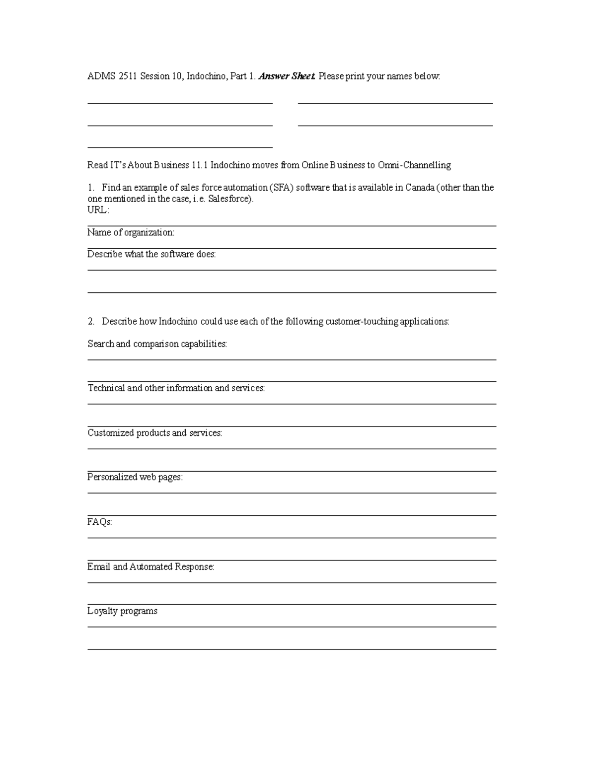 2511 S10 PPQ - ADMS 2511 Session 10 Answer sheet - ADMS 2511 Session 10 ... 2511 S10 PPQ - ADMS 2511 Session 10 Answer sheet - ADMS 2511 Session 10 ...