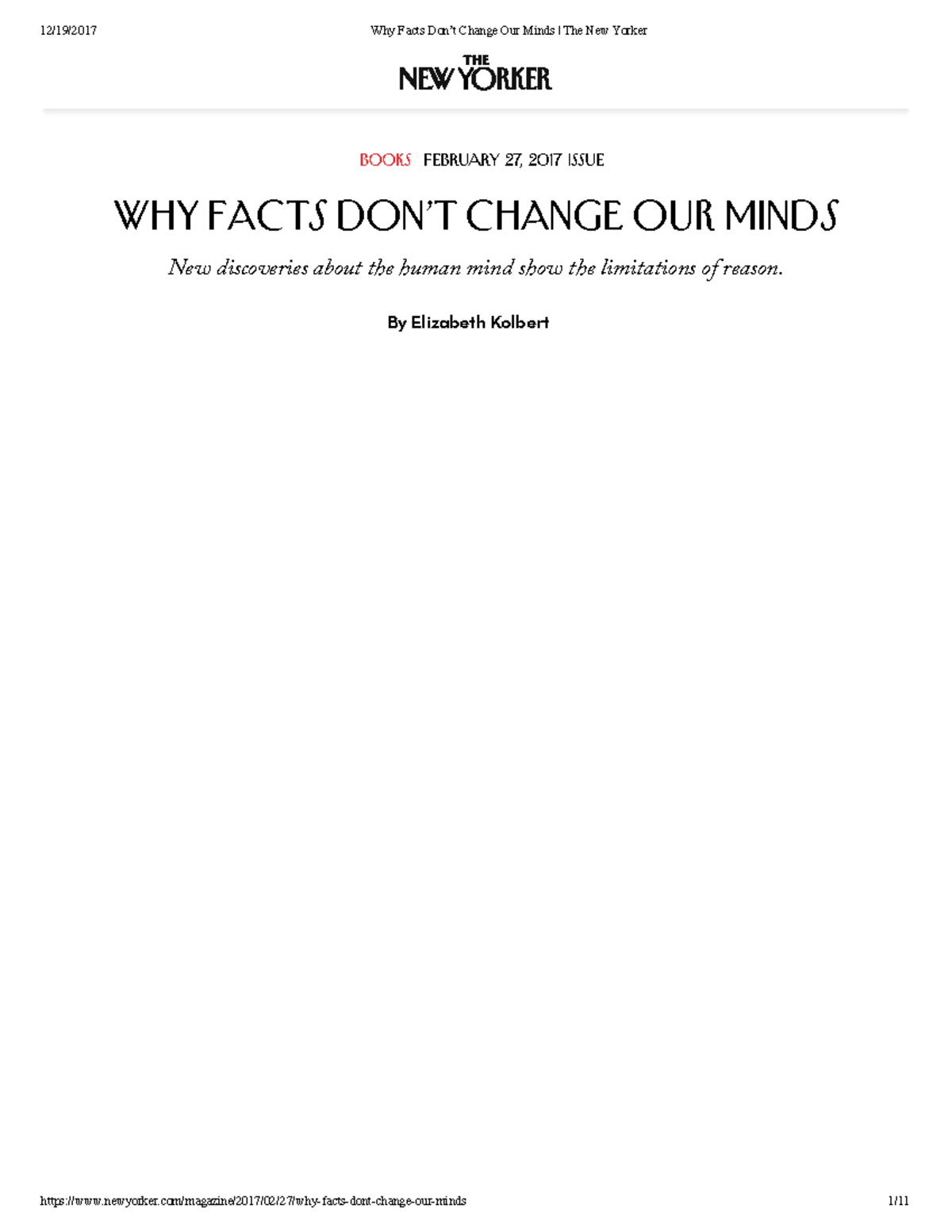 Kolbert Why Facts Don’t Change Our Minds - Books February 27, 2017 ...