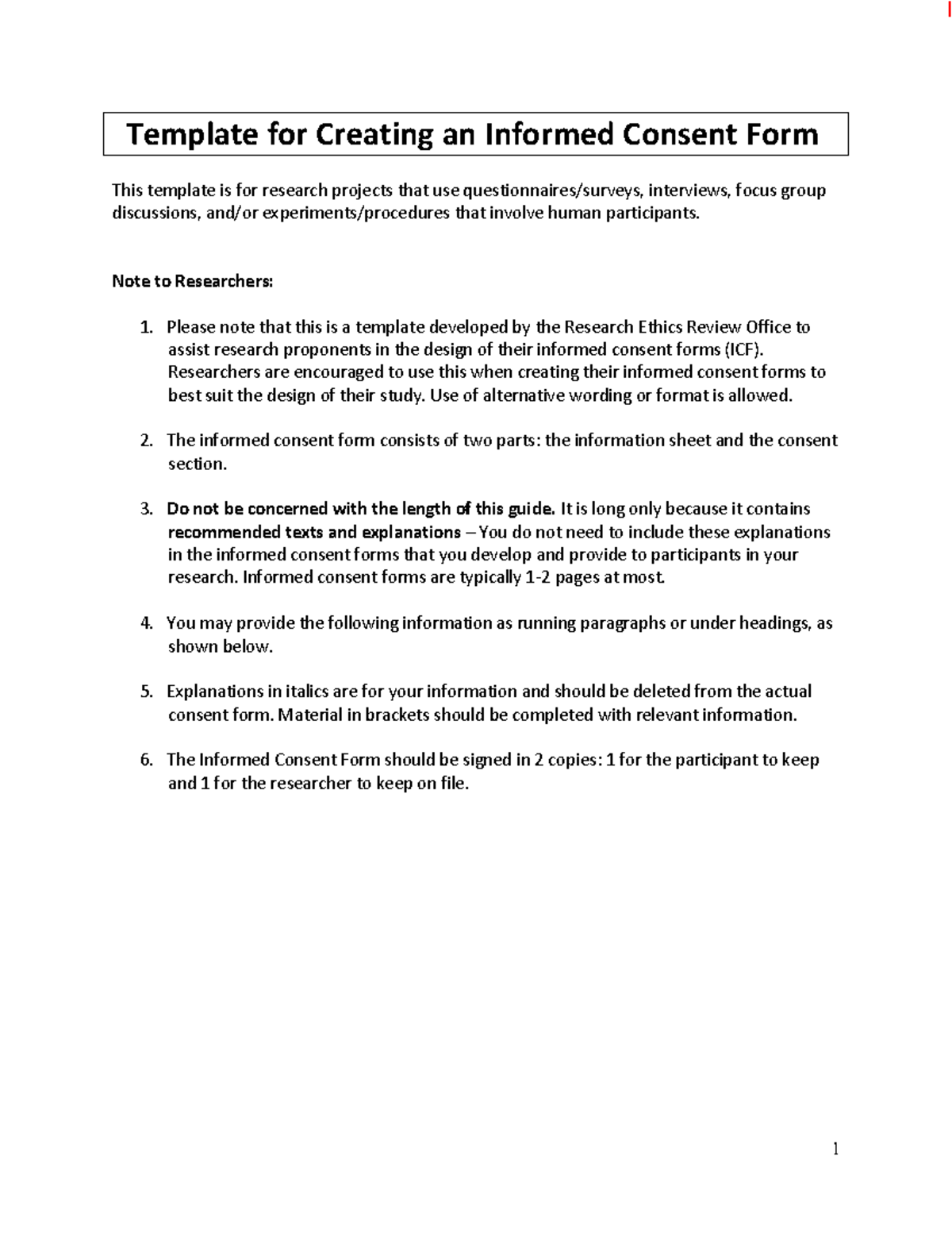 Template for creating an icf - Template for Creating an Informed ...