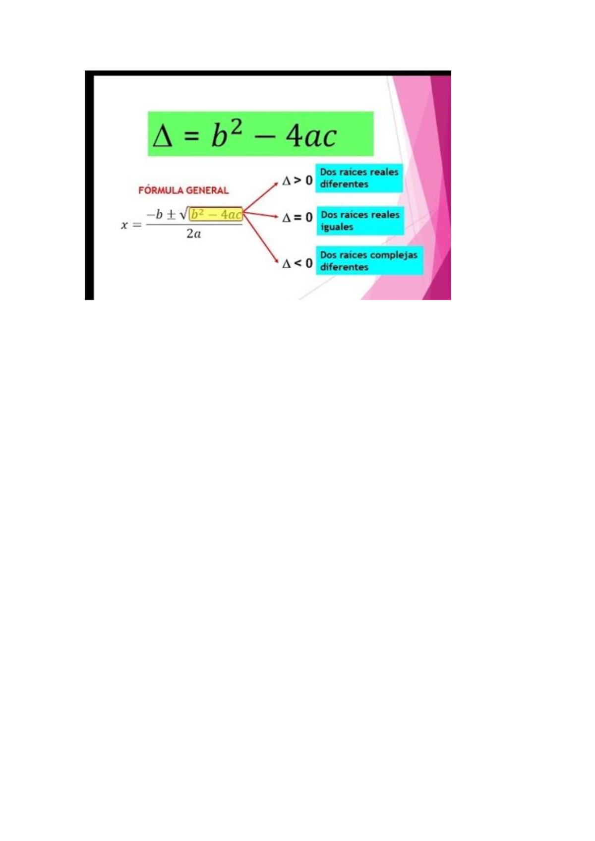 Formula cuadratica - Métodos Cuantitativos - Studocu