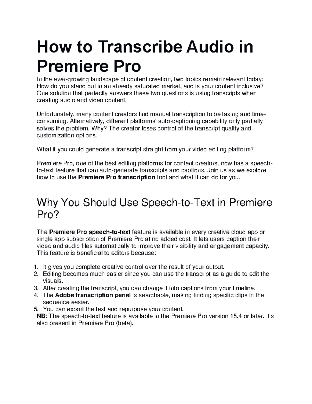 How to Transcribe Audio in Premiere Pro - How to Transcribe Audio in ...