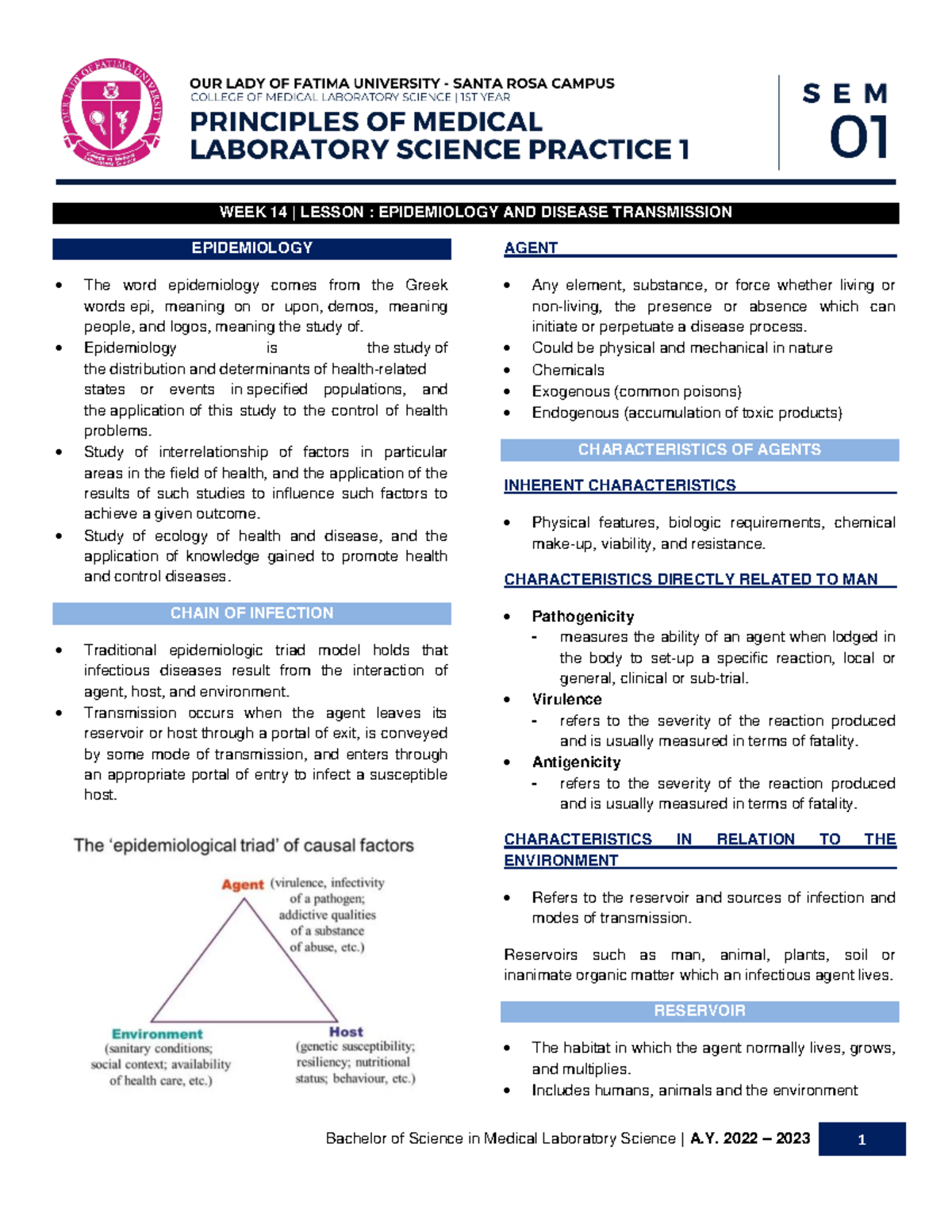 MLSP111 1ST SEM WEEK 14 Transes - Bachelor of Science in Medical ...