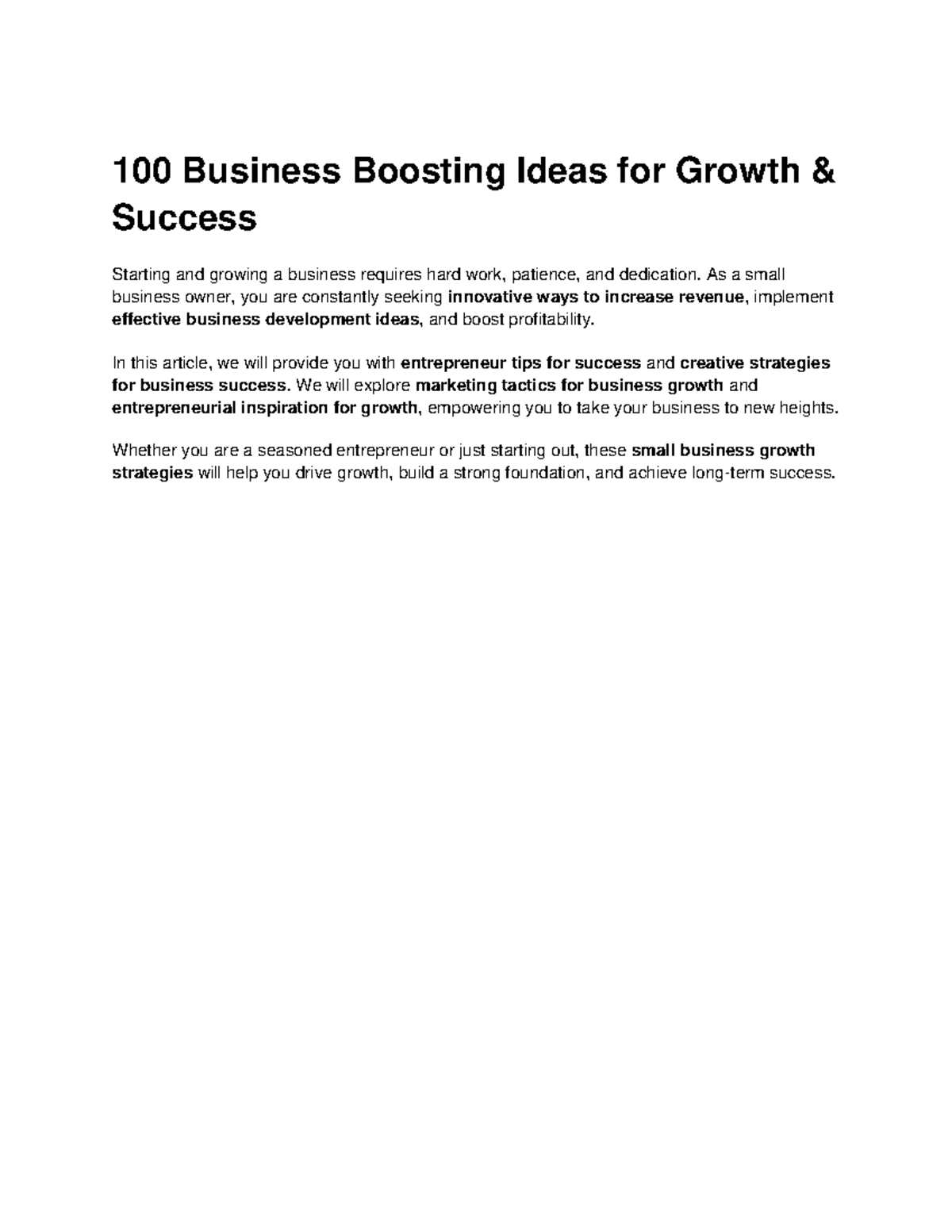 100 business boosting ideas for growth success - 100 Business Boosting ...