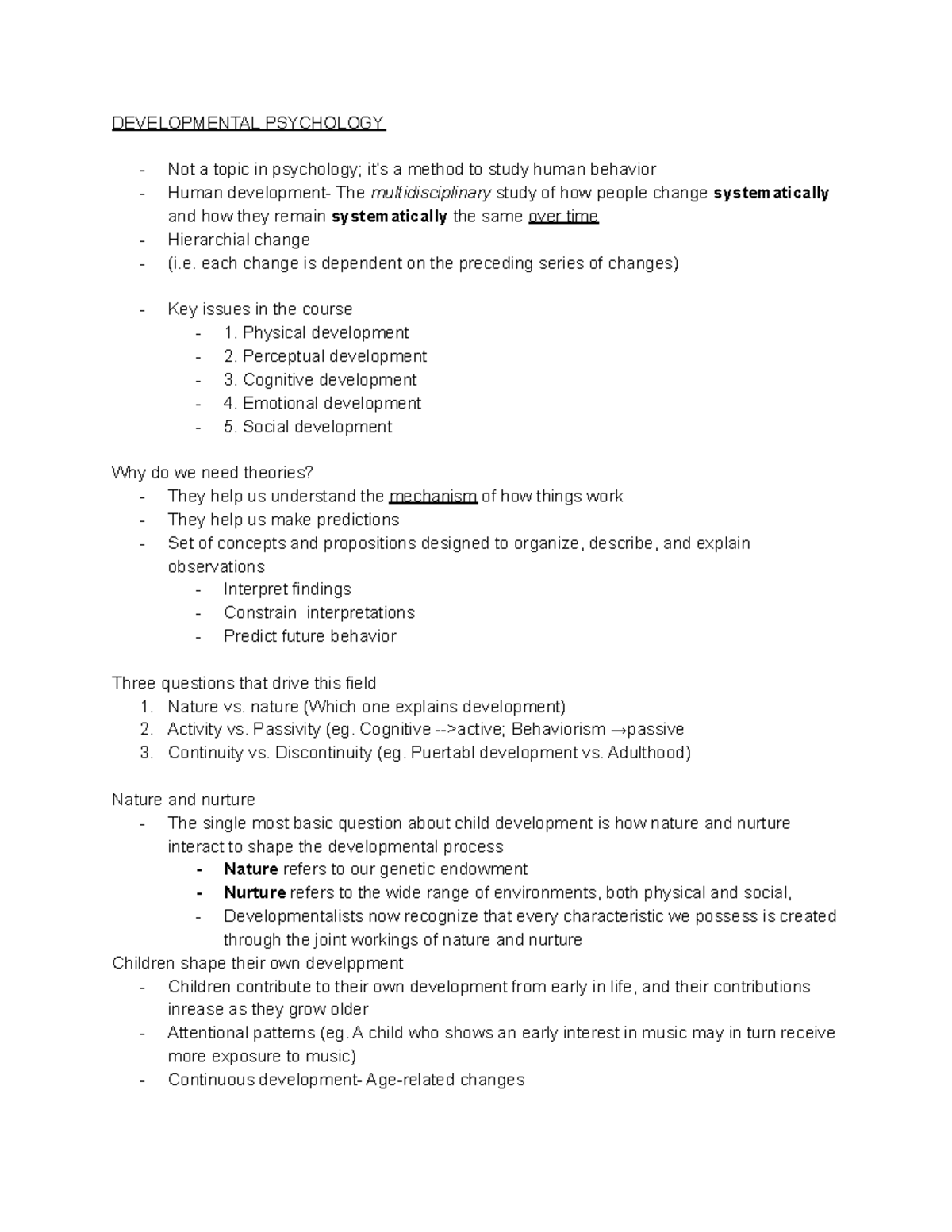 Psych 130 Spring '18 - DEVELOPMENTAL PSYCHOLOGY Not a topic in ...