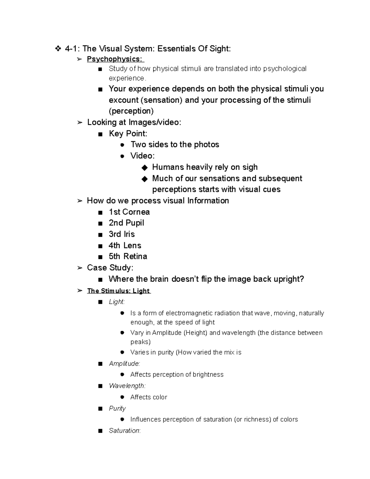Chapter 4 Psych - 4-1: The Visual System: Essentials Of Sight ...