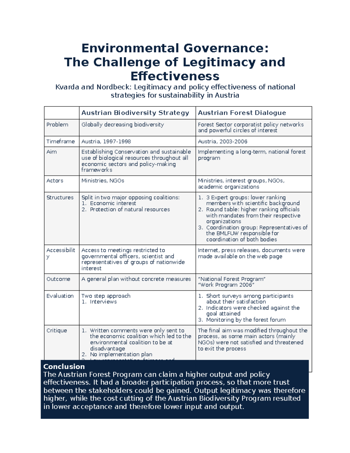 Governance Handout copy - Environmental Governance: The Challenge of ...
