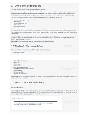 C959 Discrete Math Unit 5 - 5 Unit 5: Finite and innite series This is the beginning of Unit 5 ...