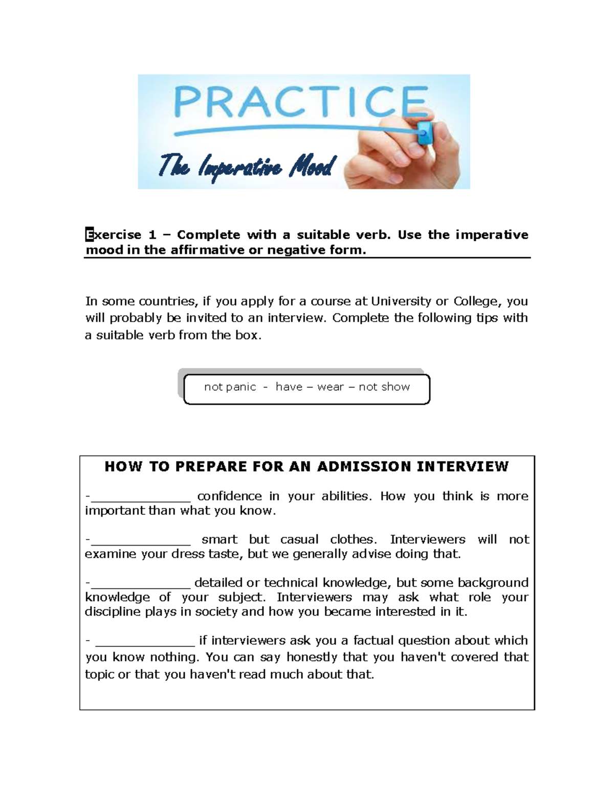 4 Grammar- Practice-THE- Imperative-MOOD1 2 - The Imperative Mood ...