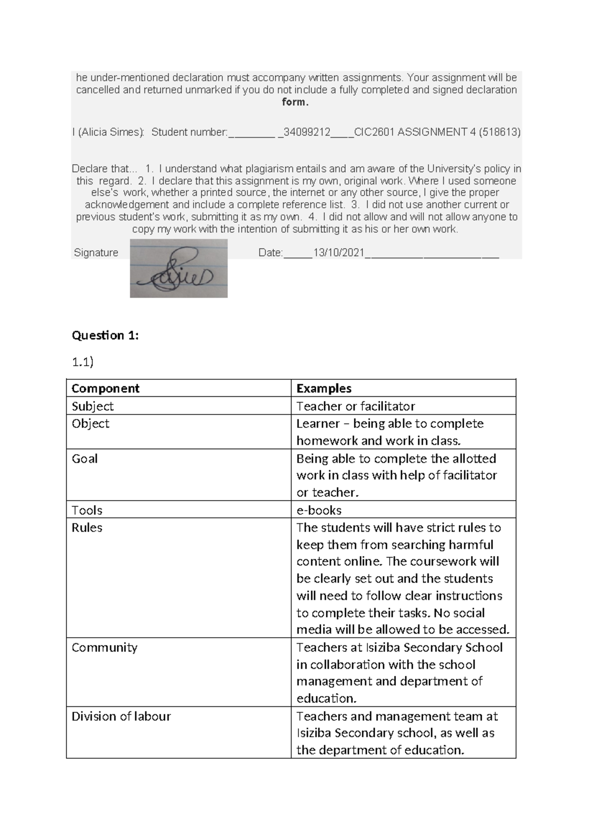 34099212 CIC2601 Assignment 4 - he under-mentioned declaration must ...