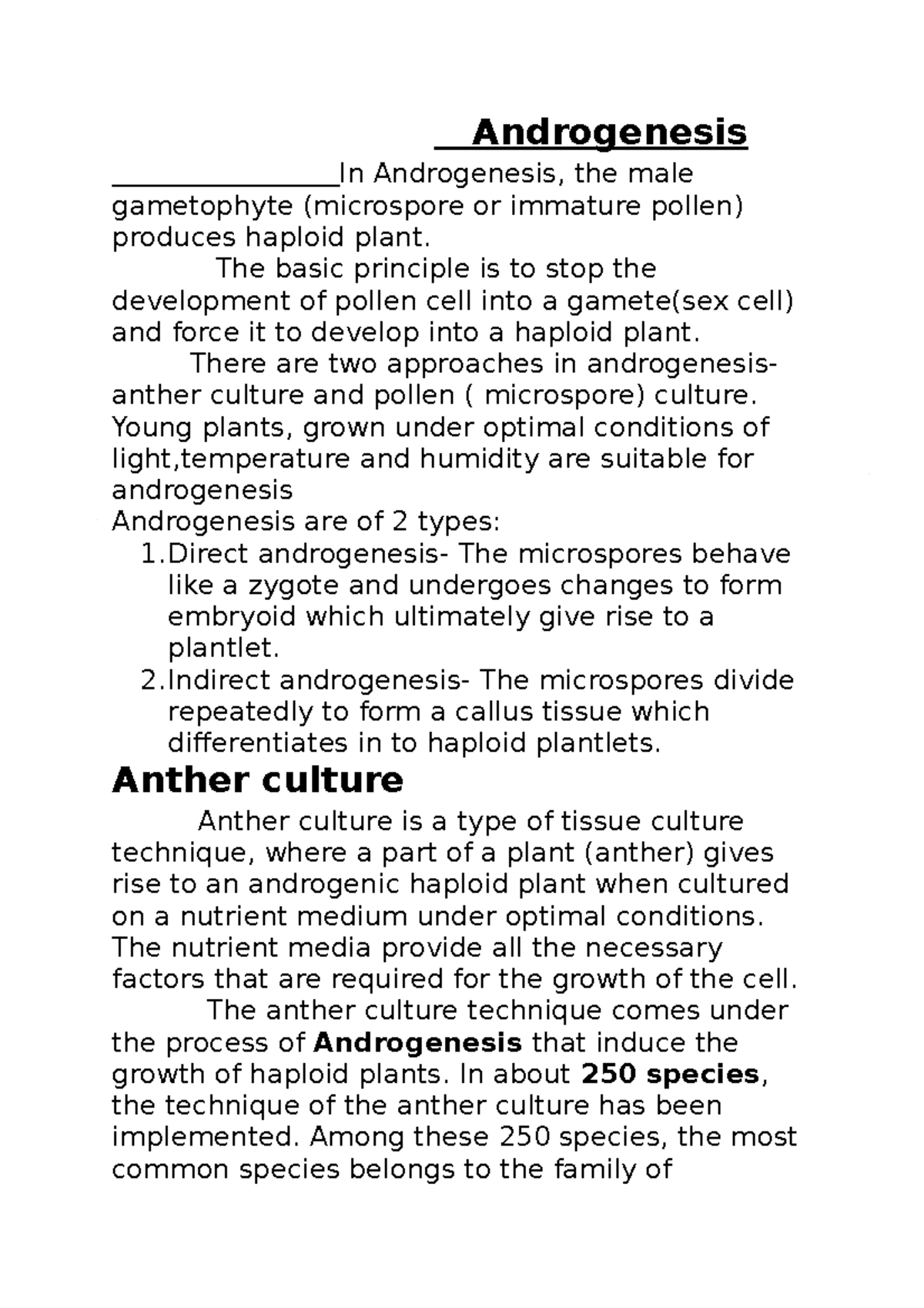 Androgenesis - Important topic for essay qstions please study well ...