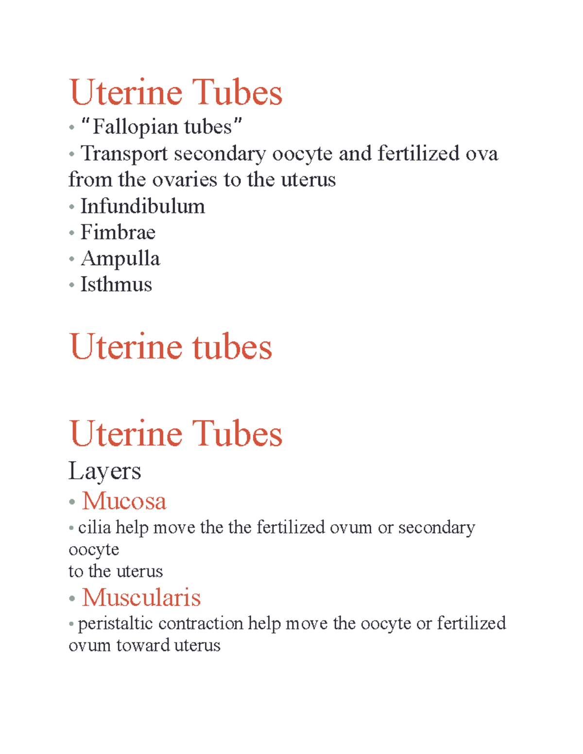 Uterine Tubes - Uterine Tubes • “Fallopian tubes” • Transport secondary ...