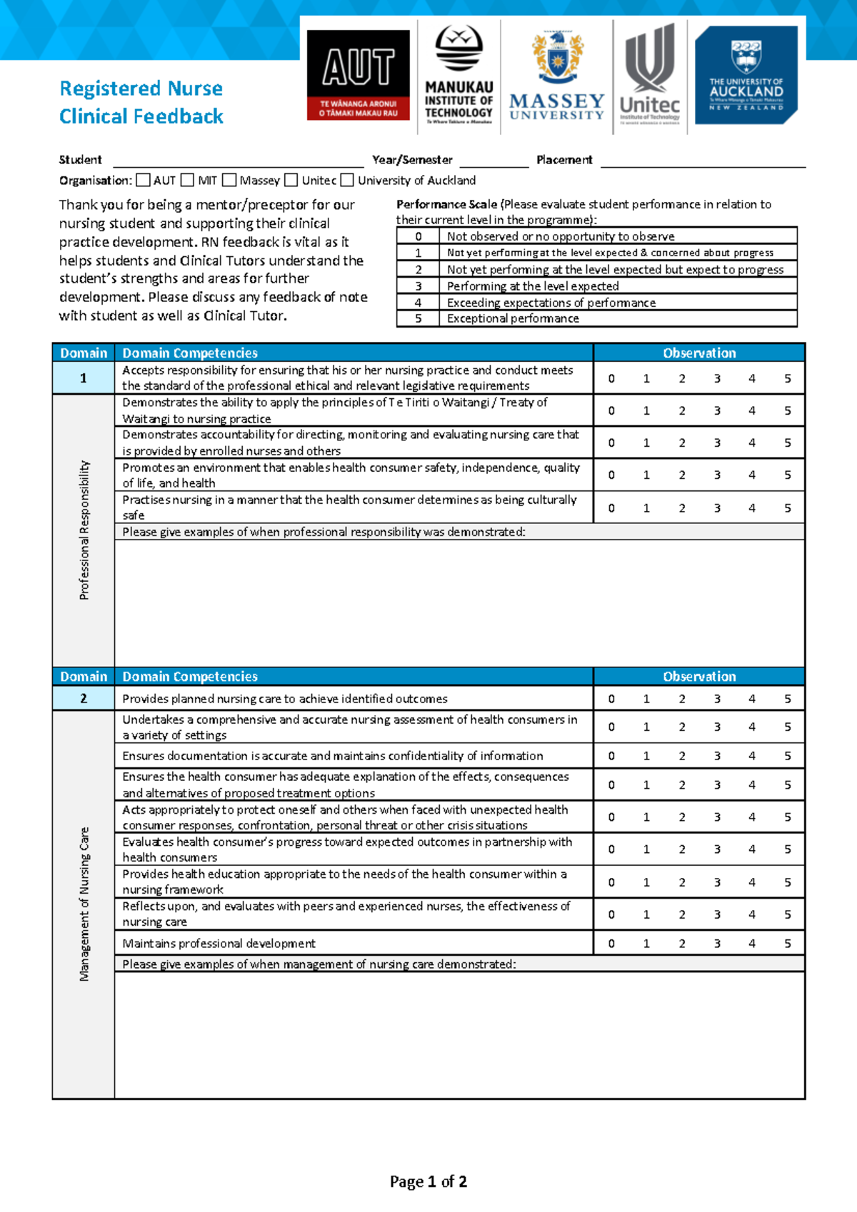 Registered Nurse Clinical Feedback BLUE v5 - Registered Nurse Clinical ...