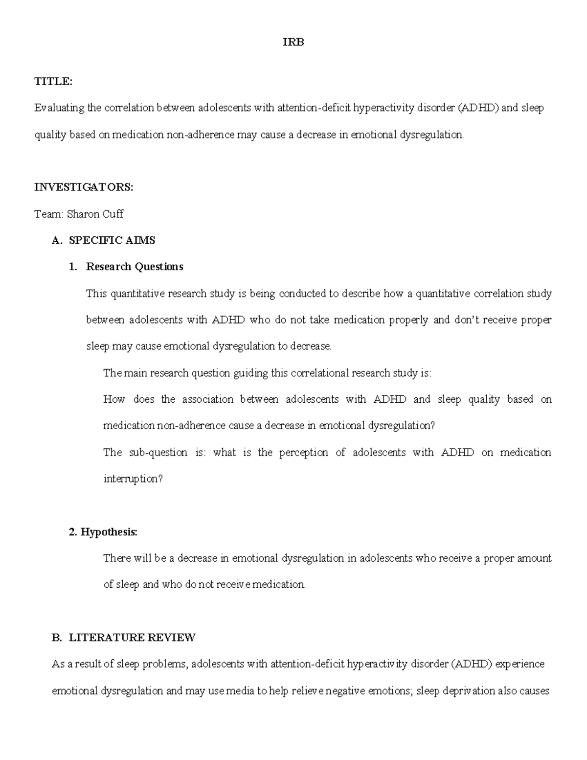 IRB - IRB protocol - IRB TITLE: Evaluating the correlation between adolescents with - Studocu