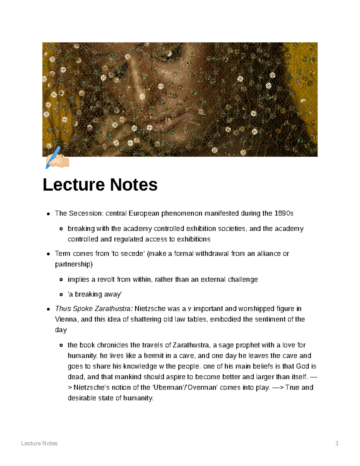 The Vienna Secession Lecture Notes - Lecture Notes The Secession ...
