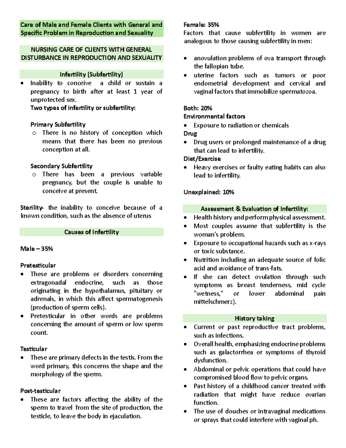 NCM 109 LEC Prelim - notes - Care of Male and Female Clients with ...