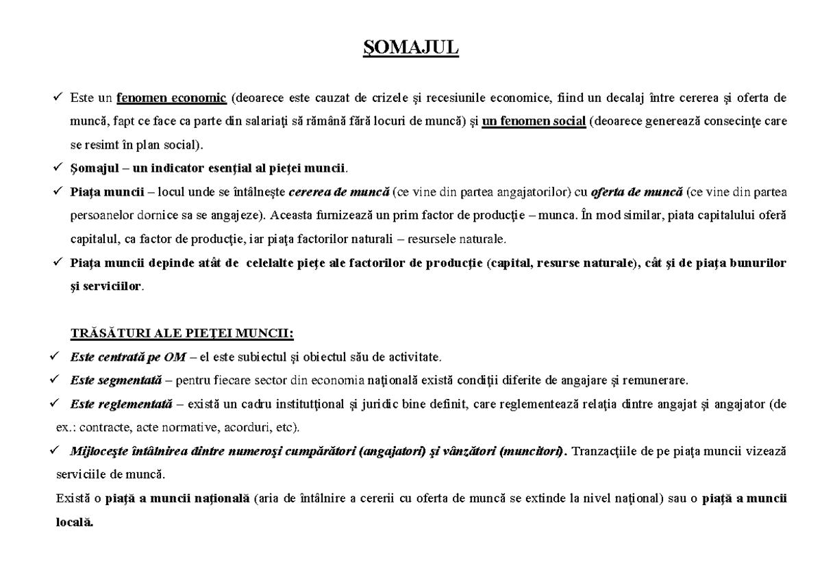 Somajul - rezumat - _OMAJUL Este un fenomen economic (deoarece este ...
