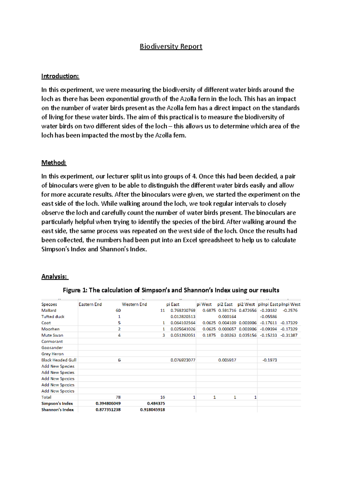 Biodiversity Report - Biodiversity Report Introduction: In this ...