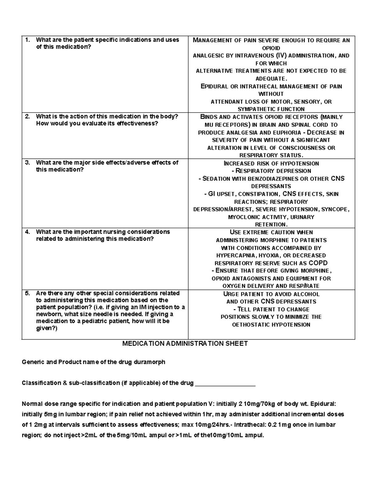 Postparm duramorph - asasas - 1. What are the patient specific ...