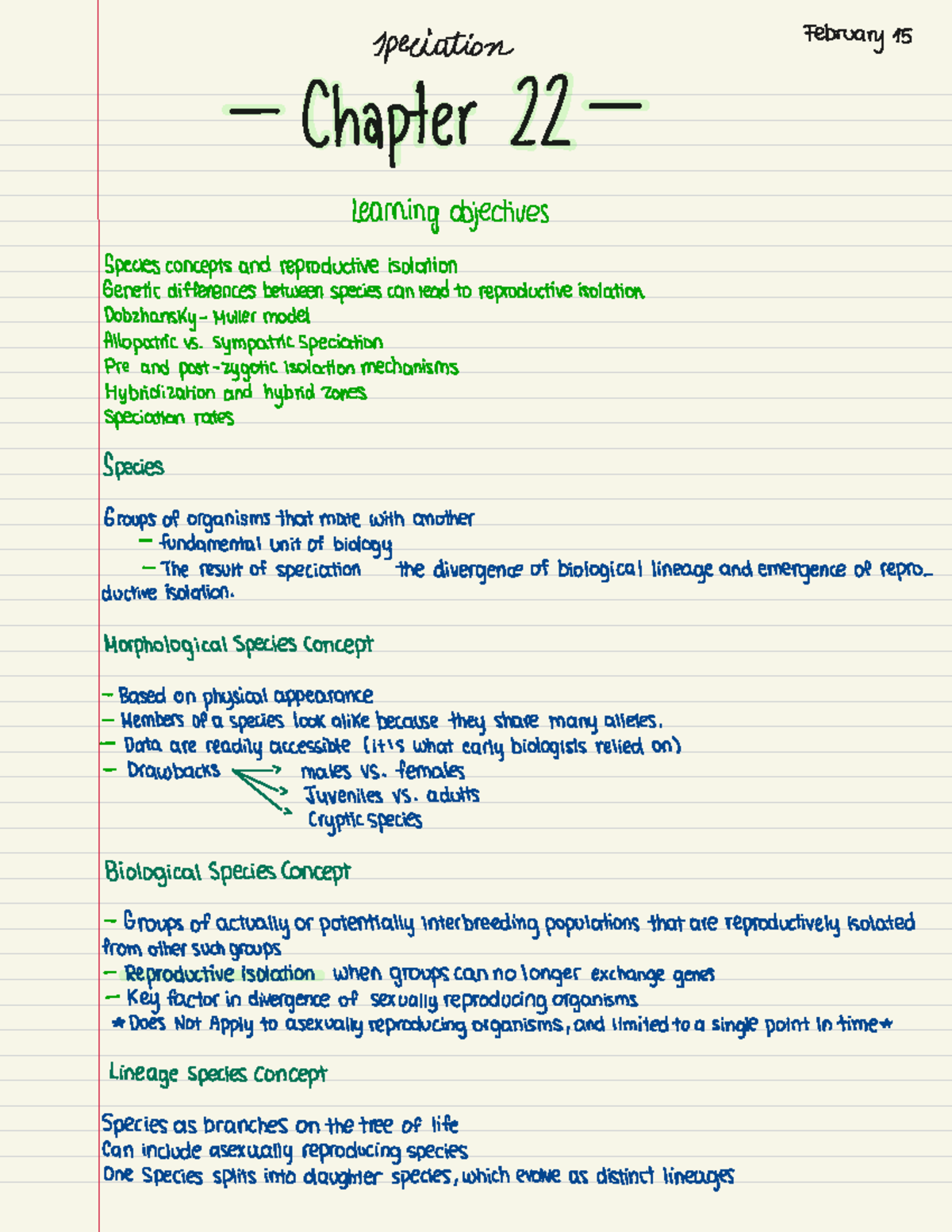 Org Biology ch 22 - Notes - speciation February 15 ####### - Chapter 22 ...