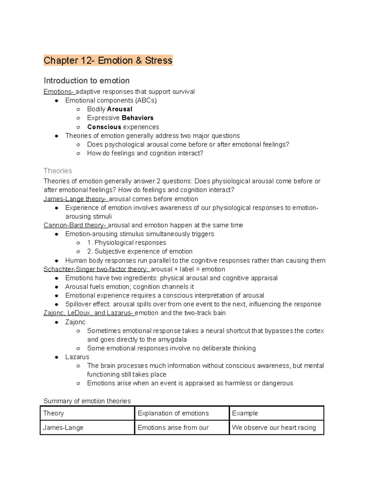 Self Mind Society chapter 12 - Chapter 12- Emotion & Stress ...