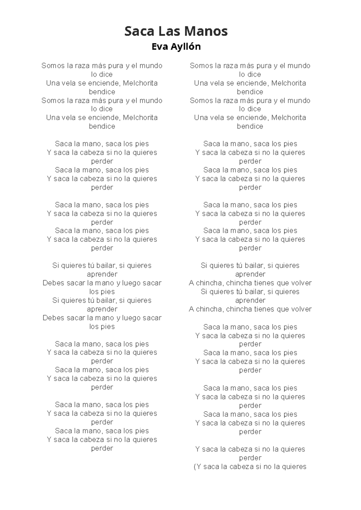 Saca Las Manos - cancion criolla - Saca Las Manos Eva Ayllón Somos la ...