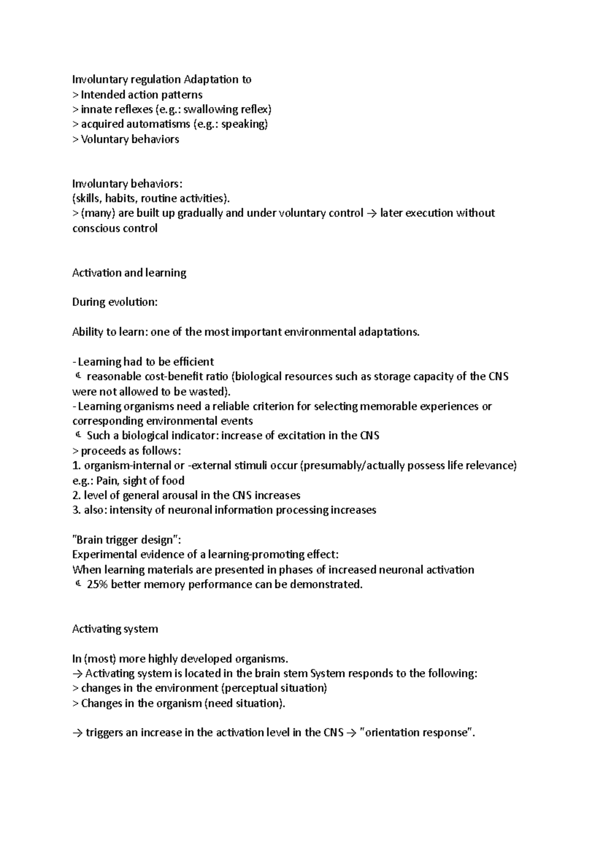 Involuntary regulation Adaptation to - Involuntary regulation ...