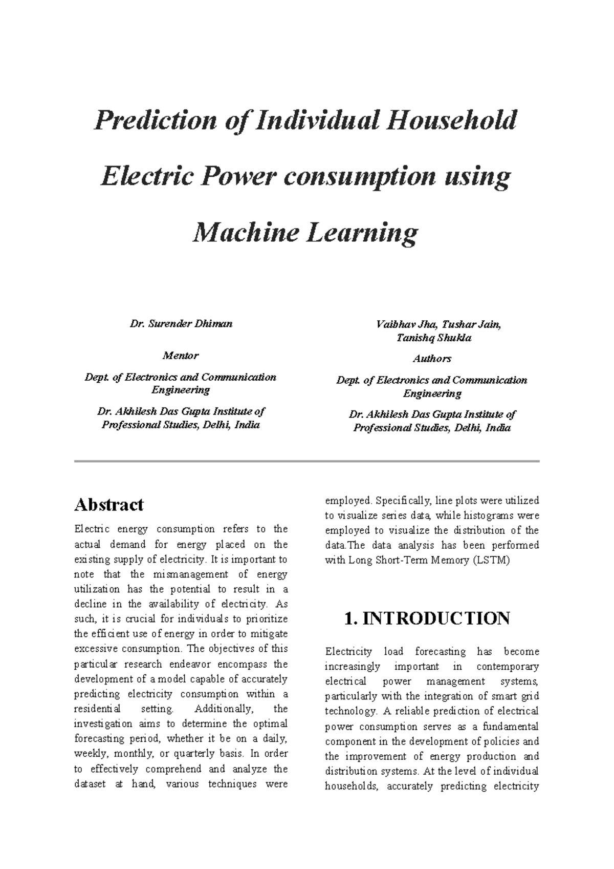 RP MP - Prediction of Individual Household Electric Power consumption ...