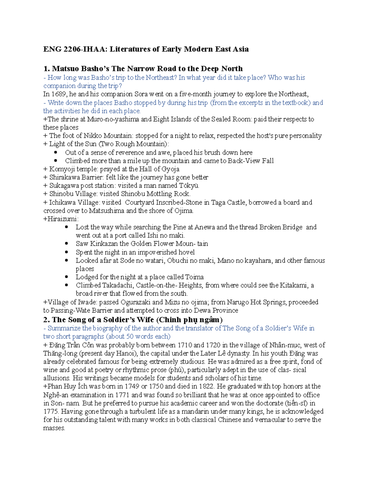 ENG 2206 HW - Homework for you - ENG 2206-IHAA: Literatures of Early ...