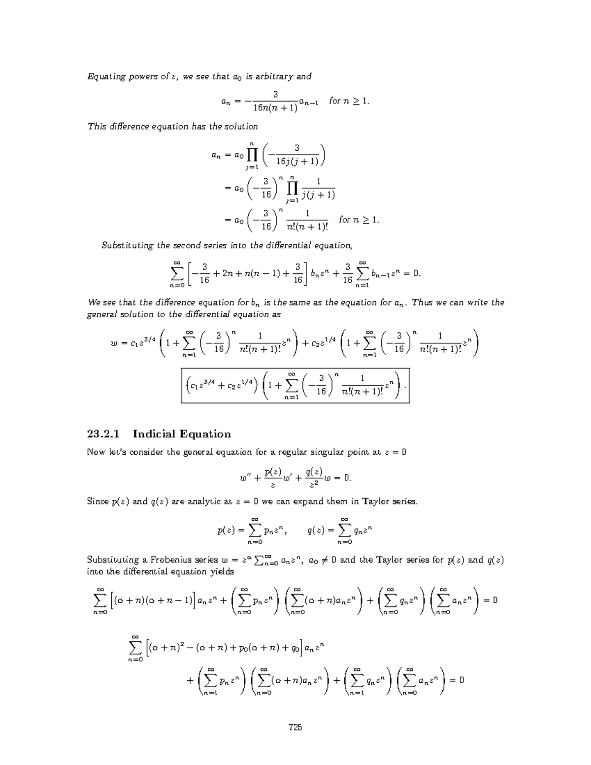 Ref MATH Adv Math Methods Sean Mauch-187 - Equating powers of z, we see ...