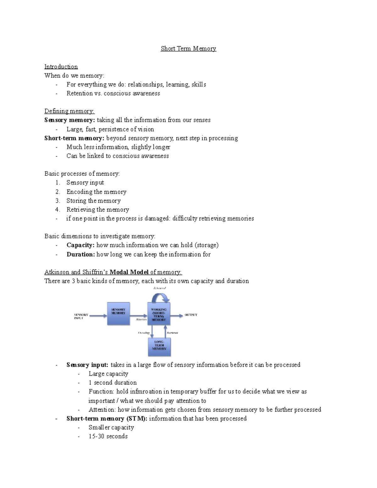Short Term Memory - Short Term Memory Introduction When do we memory ...