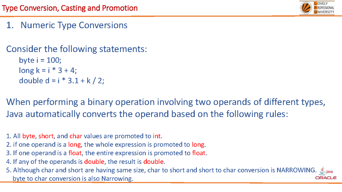 L2.3 Data Types Control Flow - Type Conversion, Casting and Promotion ...
