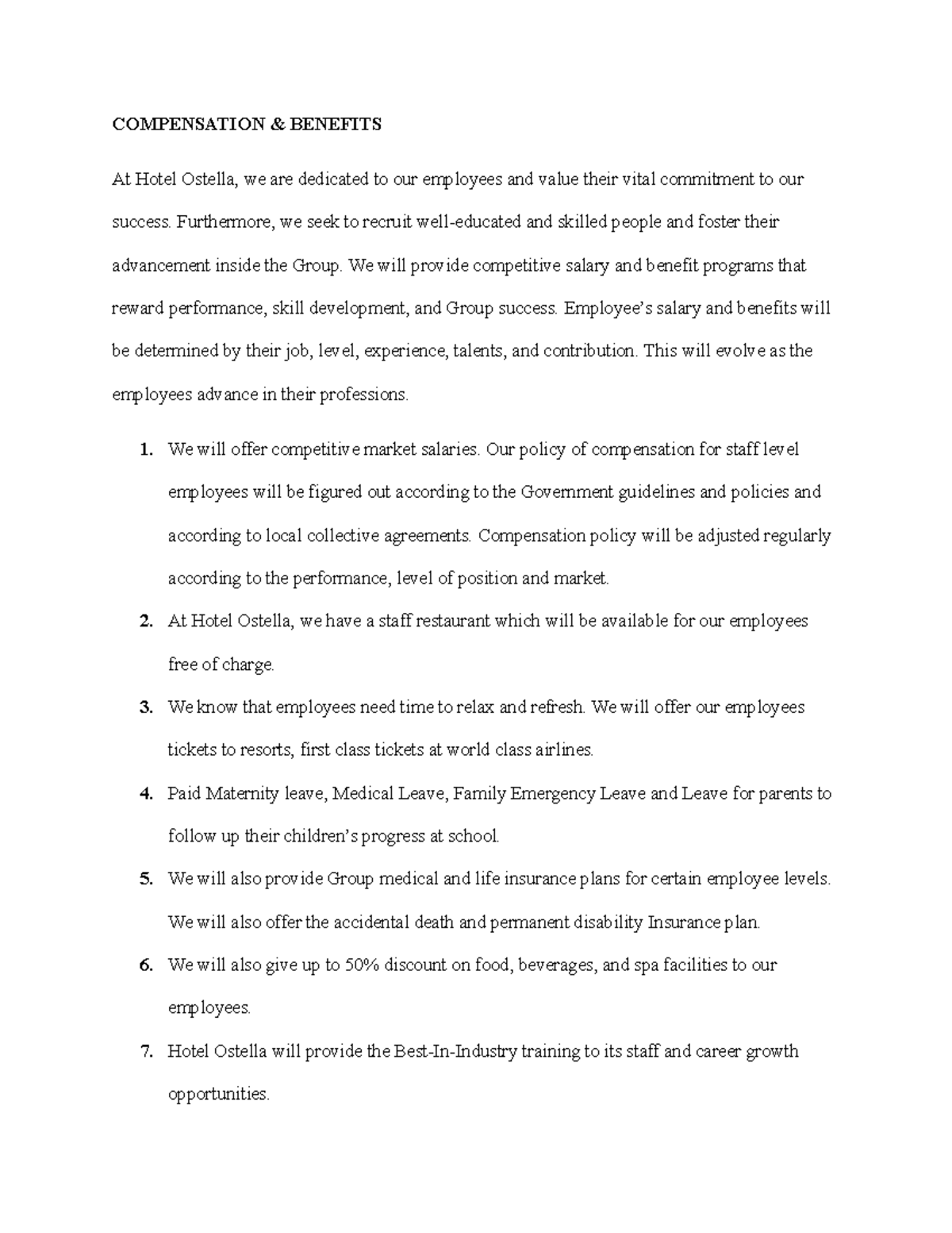 Management of Hotel - COMPENSATION & BENEFITS At Hotel Ostella, we are ...