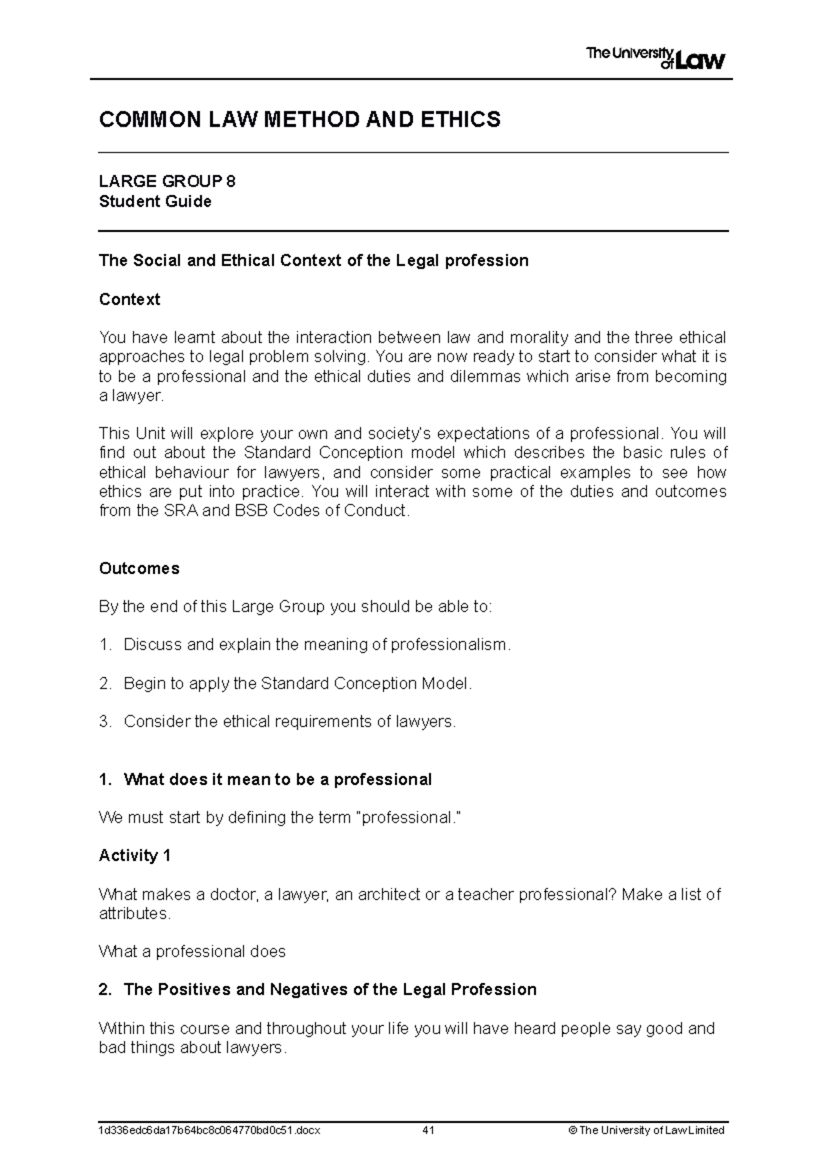 2223 clme lg08 ce01 student guide - COMMON LAW METHOD AND ETHICS LARGE ...
