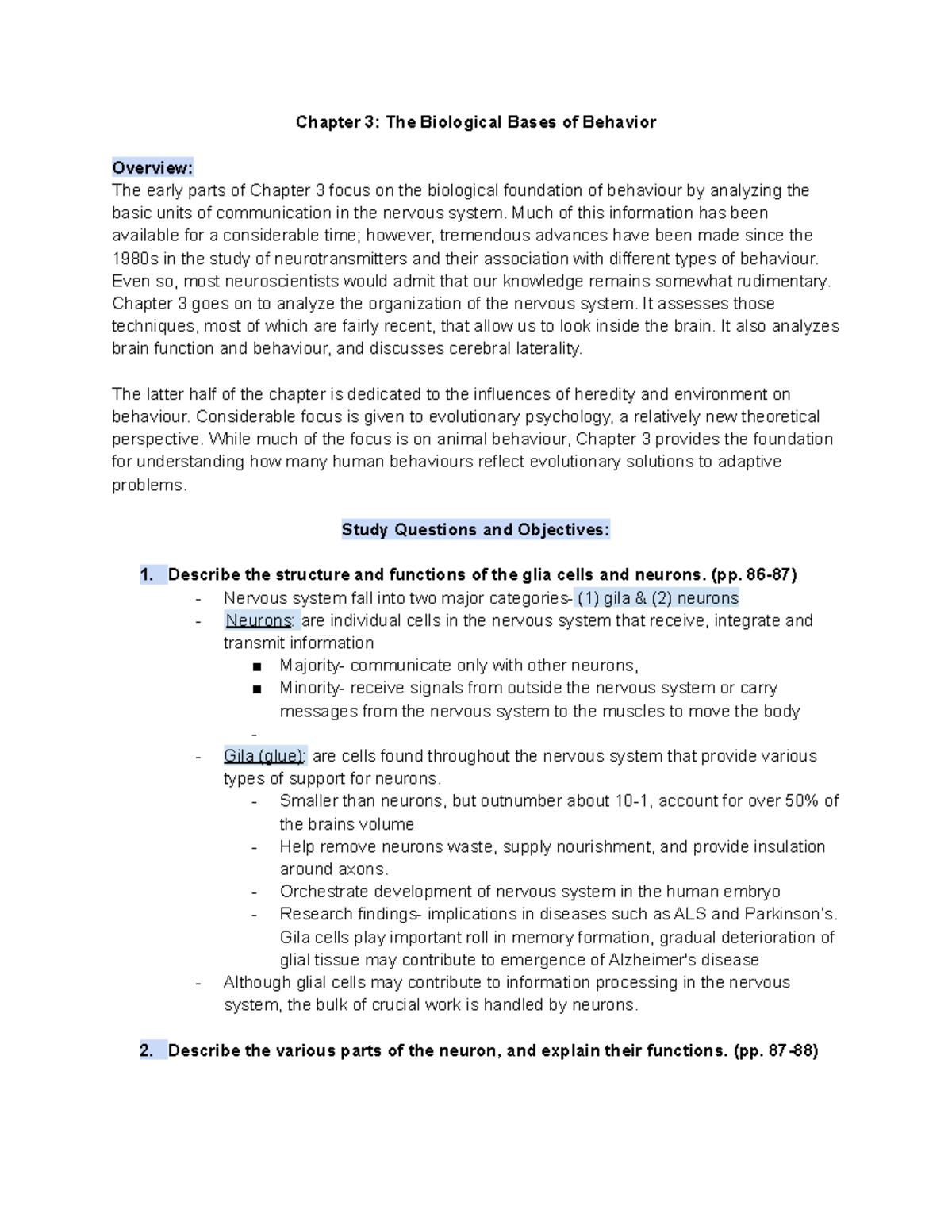 Chapter 3 The Biological Bases of Behaviour - Chapter 3: The Biological ...