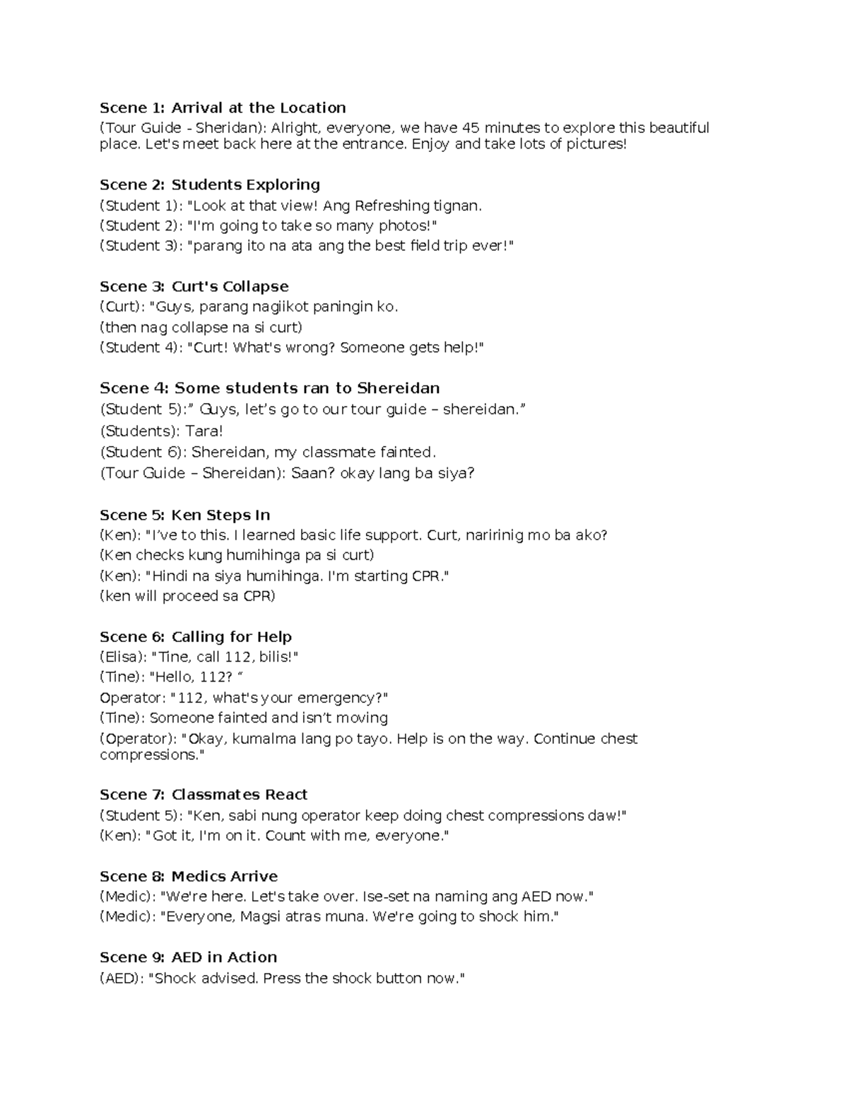 Script - Scene 1: Arrival at the Location (Tour Guide - Sheridan ...