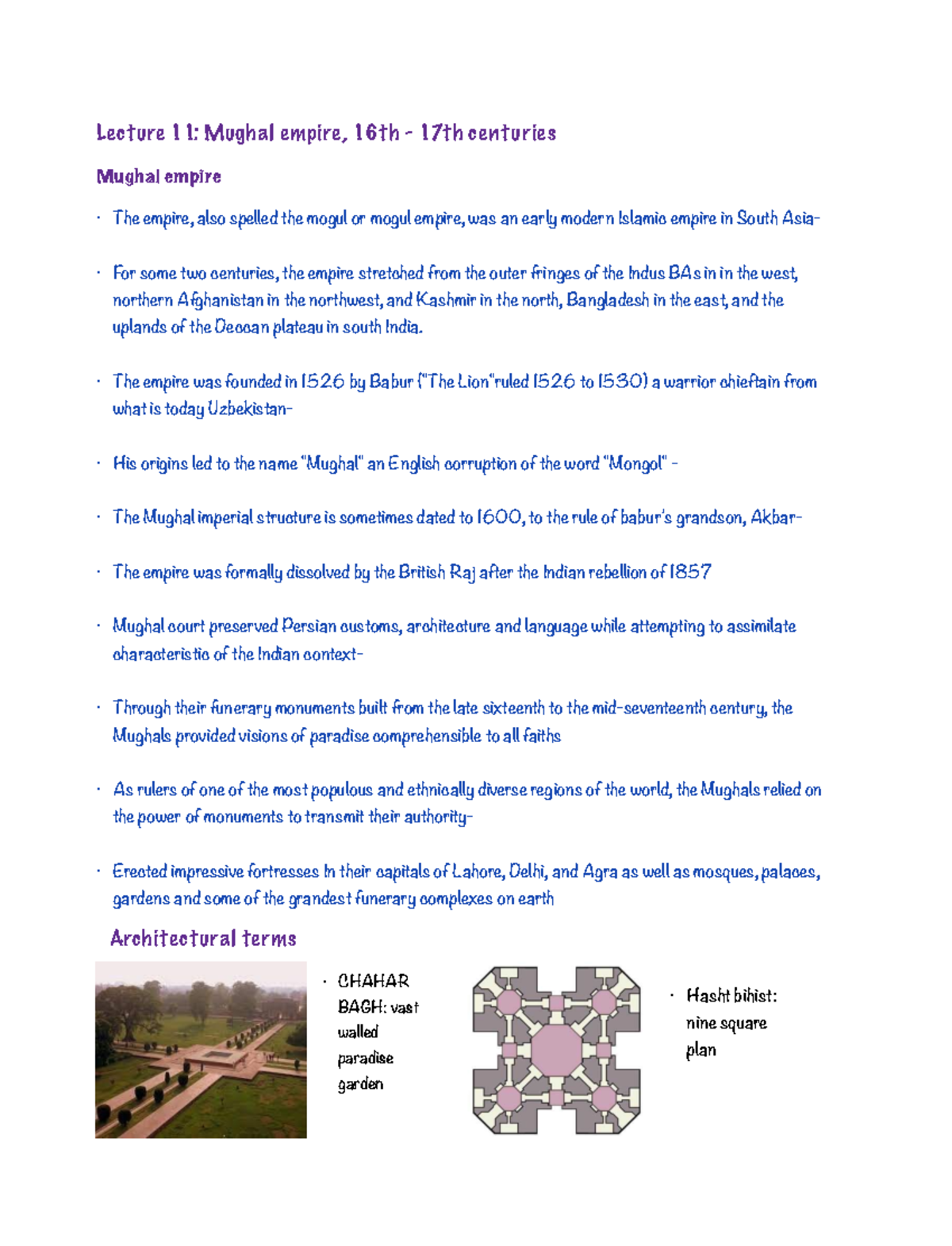 Mughal Empire - History of Architecture II - lecture notes ...