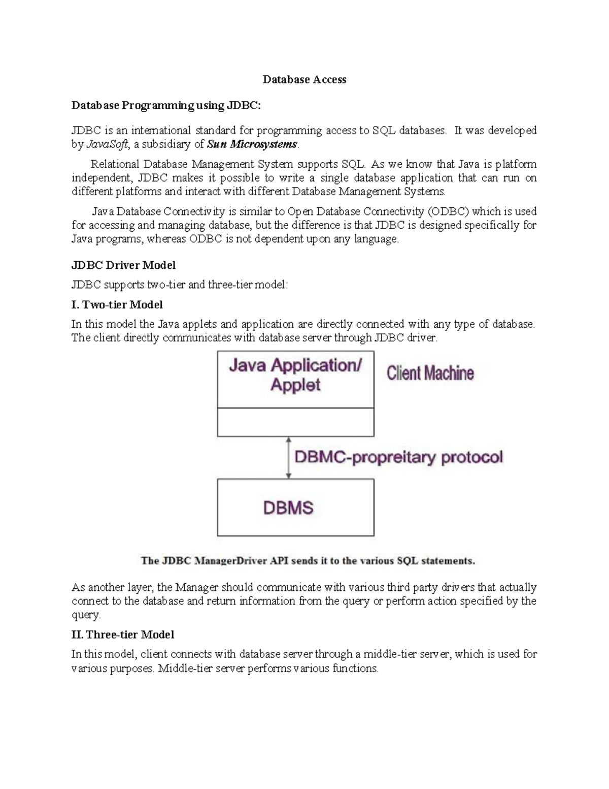 Jdbc Notes Good Database Access Database Programming Using Jdbc 0345