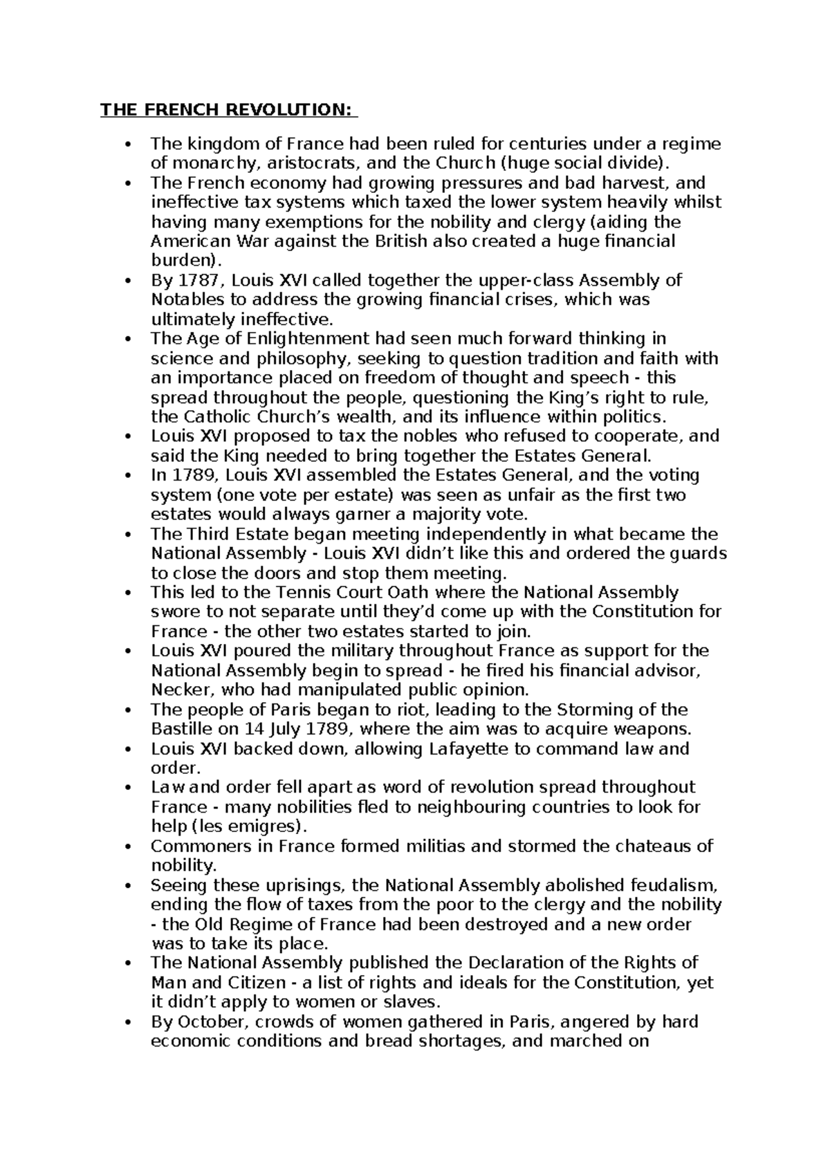 Summary of the Three Revolutions History 214 - THE FRENCH REVOLUTION ...