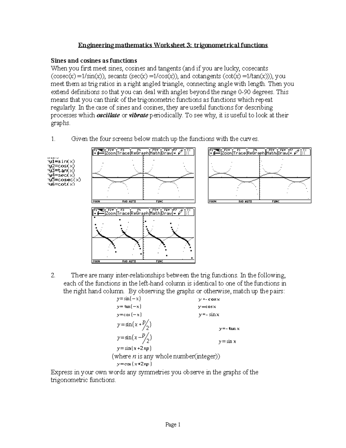 Worksheet 3 - tutorial 3 - Engineering mathematics Worksheet 3 ...